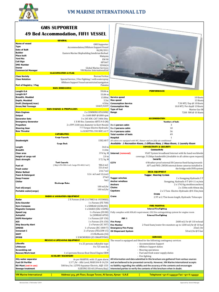 6 Vessel Particulars | Download Free PDF | Marine Propulsion | Crane ...