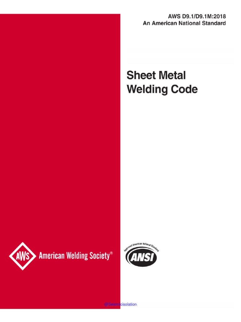 AWS D9.1-D9.1M Sheet Metal Welding Code 2018 | PDF | Business | Science ...