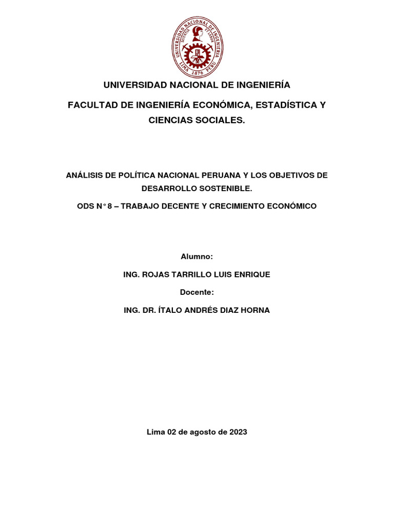 ODS N 8 FINAL | PDF | Sustentabilidad | Business