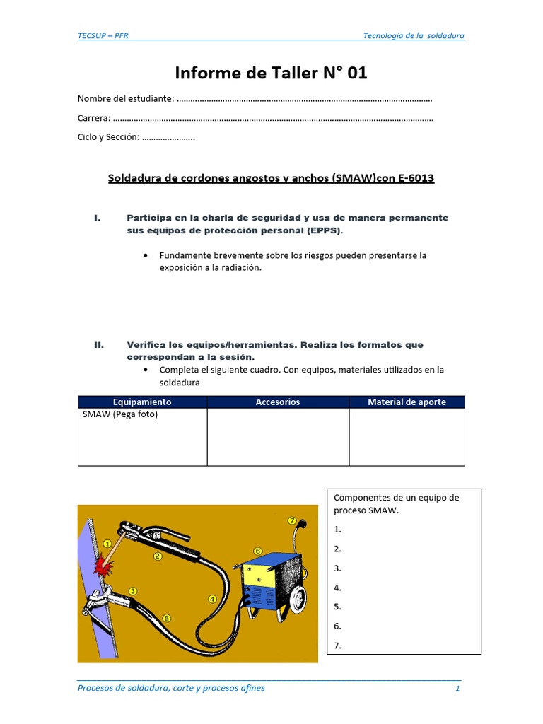 Informe 3. Soldadura SMAW 2023-1-1-2 | PDF | Soldadura | Construcción