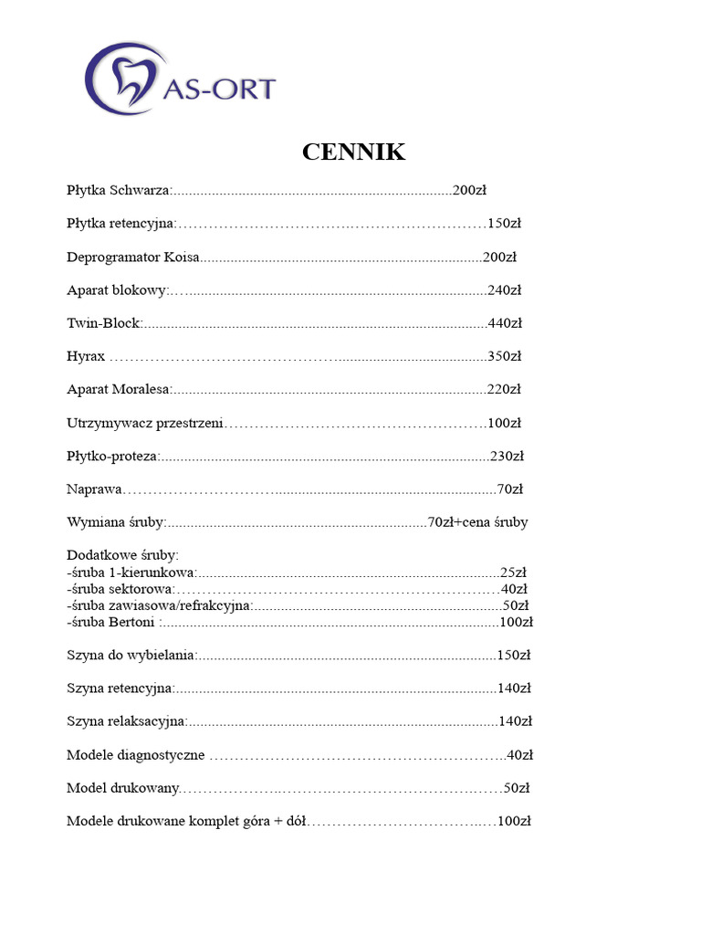 As-Ort Cennik | PDF