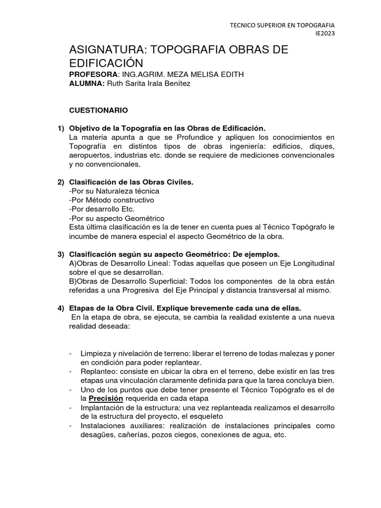 Import. Topo en La Edificacion - RUTHIRALA | PDF | Topografía | Ciencias fisicas