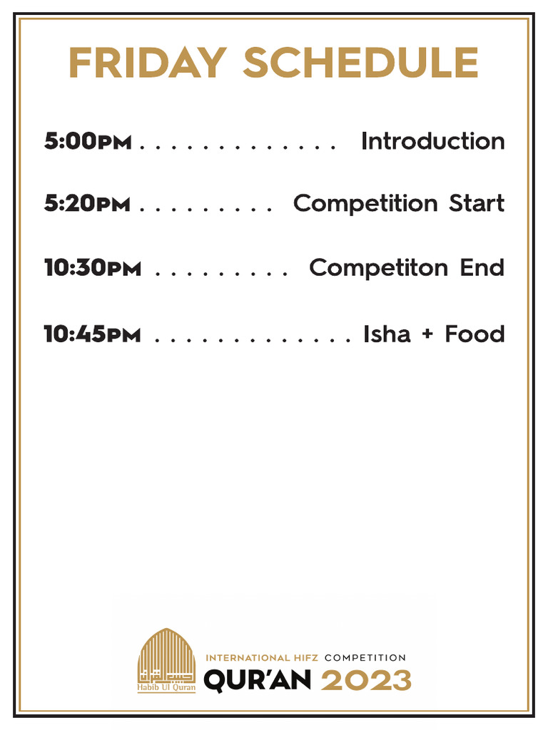 Hifz Competition Schedule | PDF