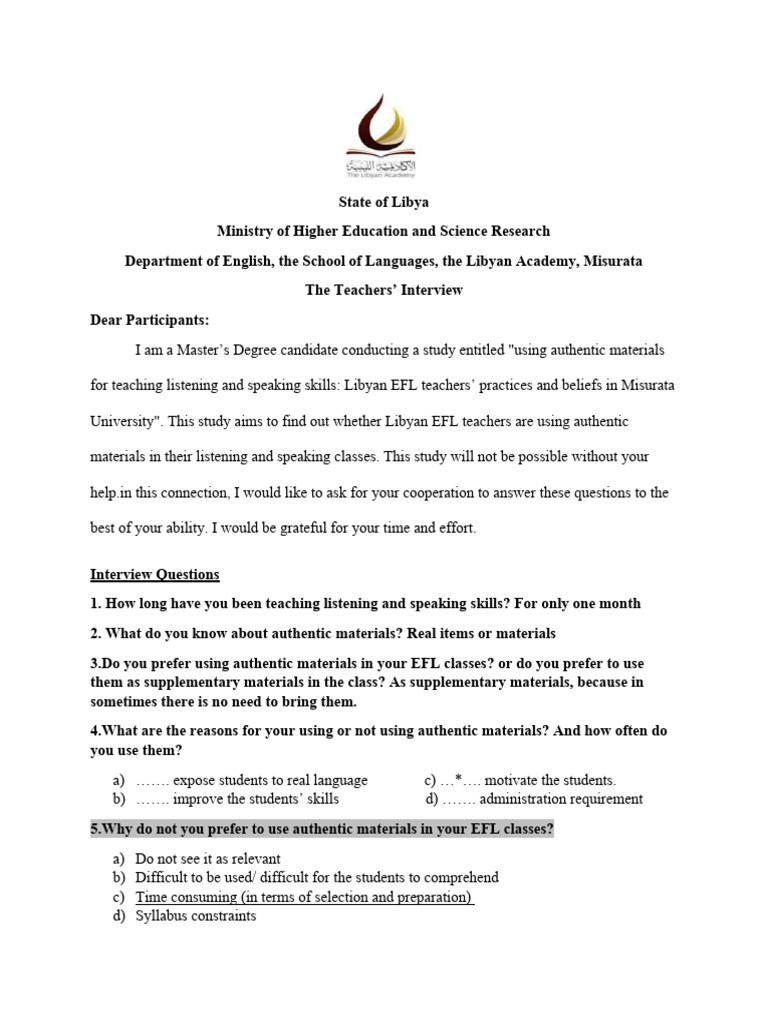 Interview Questions | Download Free PDF | English As A Second Or ... Interview Questions | Download Free PDF | English As A Second Or ...