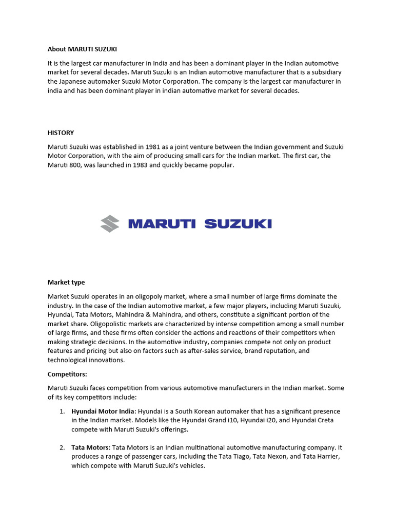 About MARUTI SUZUKI | PDF | Pricing | Demand