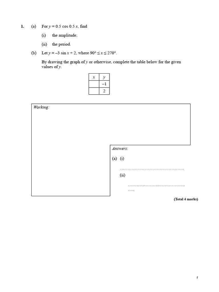 IB Questions Trigonometric Functions | PDF | Function (Mathematics) | Tide