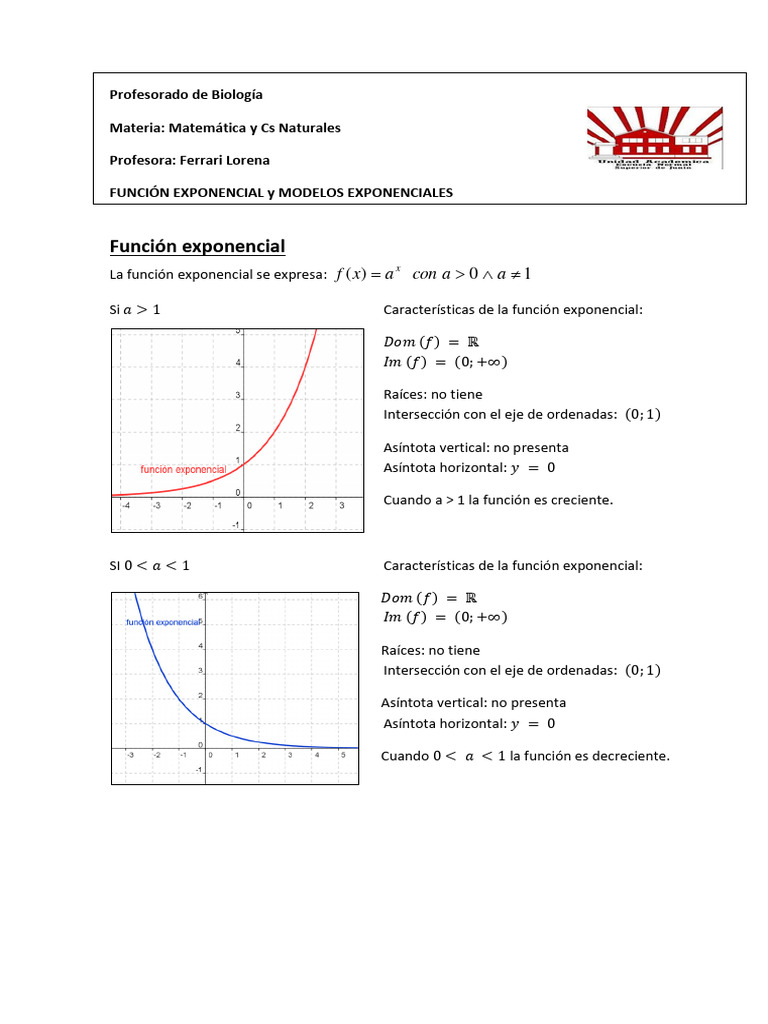 Unidad 3 - Funcion Eponencial y Modelos Exponenciales | PDF | Análisis ...