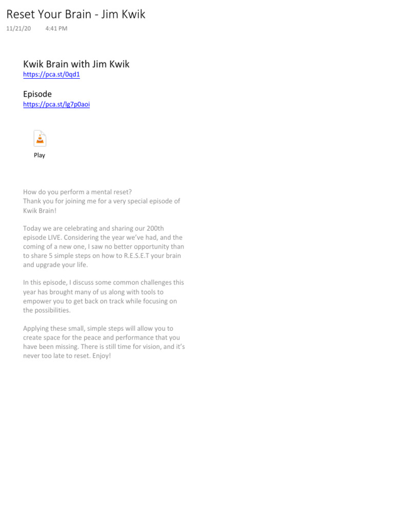 5 Steps to Reset Your Brain | PDF