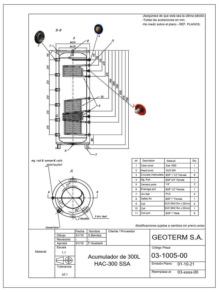 03-1005-00 Acumulador HAC-300 SSA 300L 3 SERP - Inox. ENGLISH | PDF