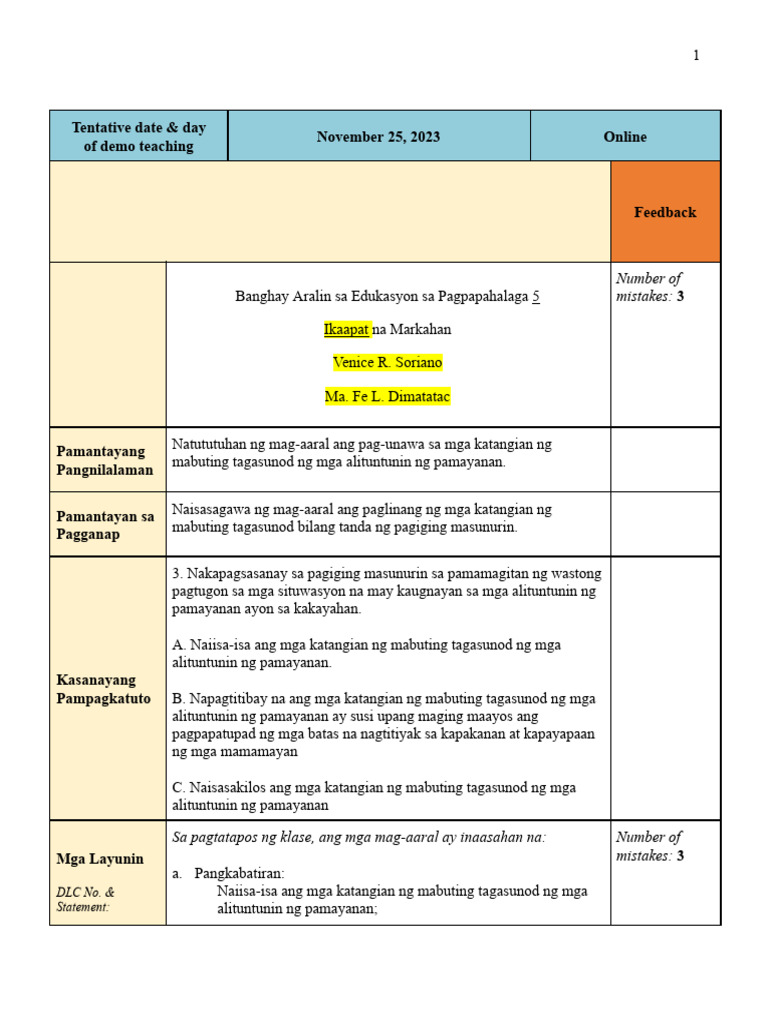 2nd Draft of Lesson Plan | PDF
