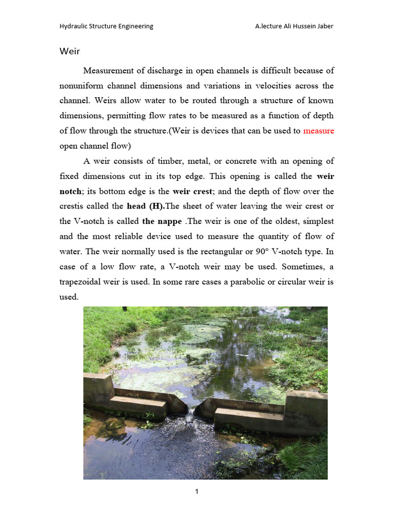 Weir | PDF | Flow Measurement | Chemical Engineering