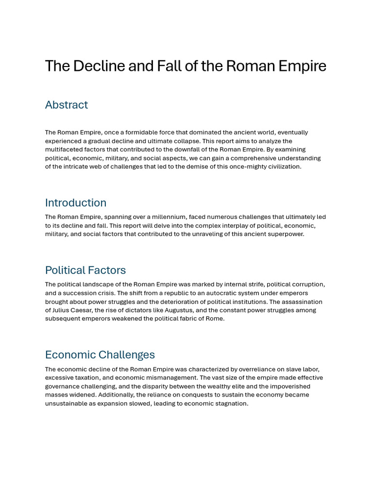 The Decline and Fall of The Roman Empire Notes | PDF | Roman Empire ...