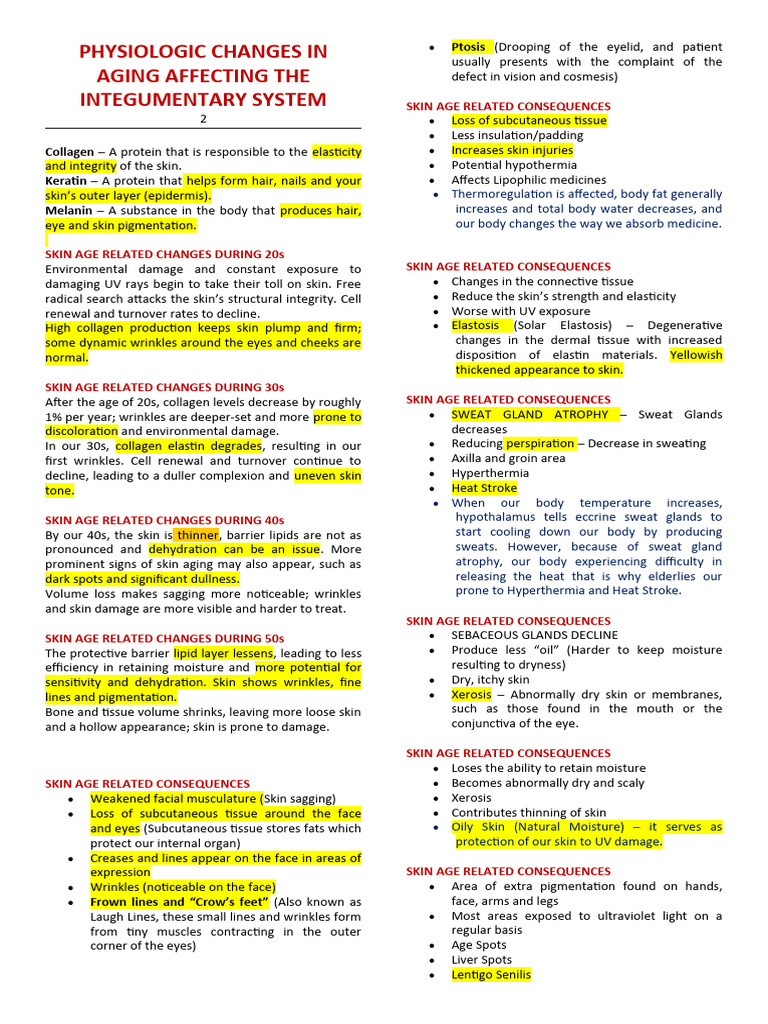 Physiologic Changes in Aging | PDF