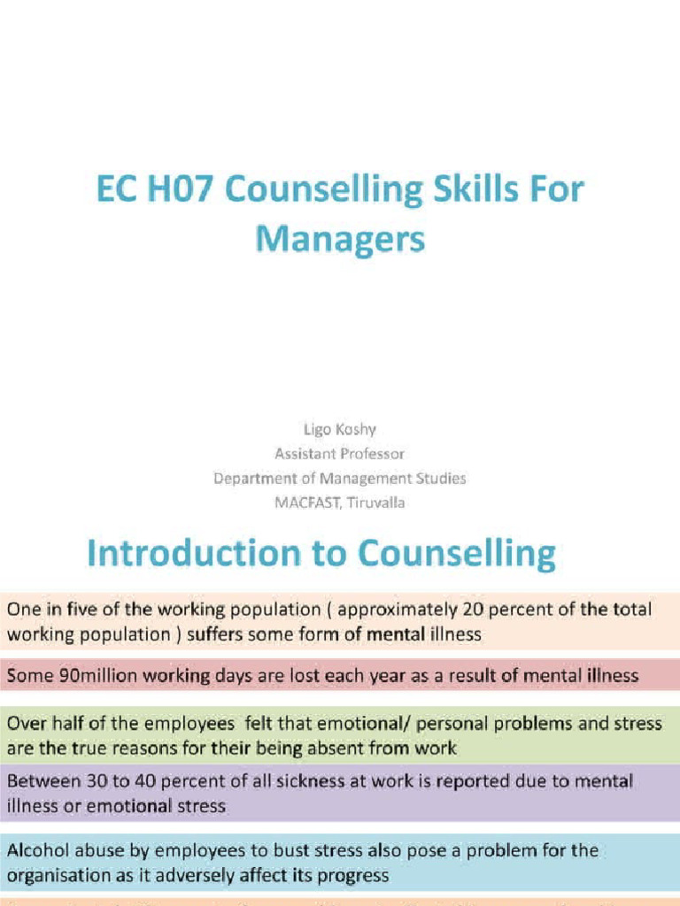 Counselling Skills For Managers | PDF