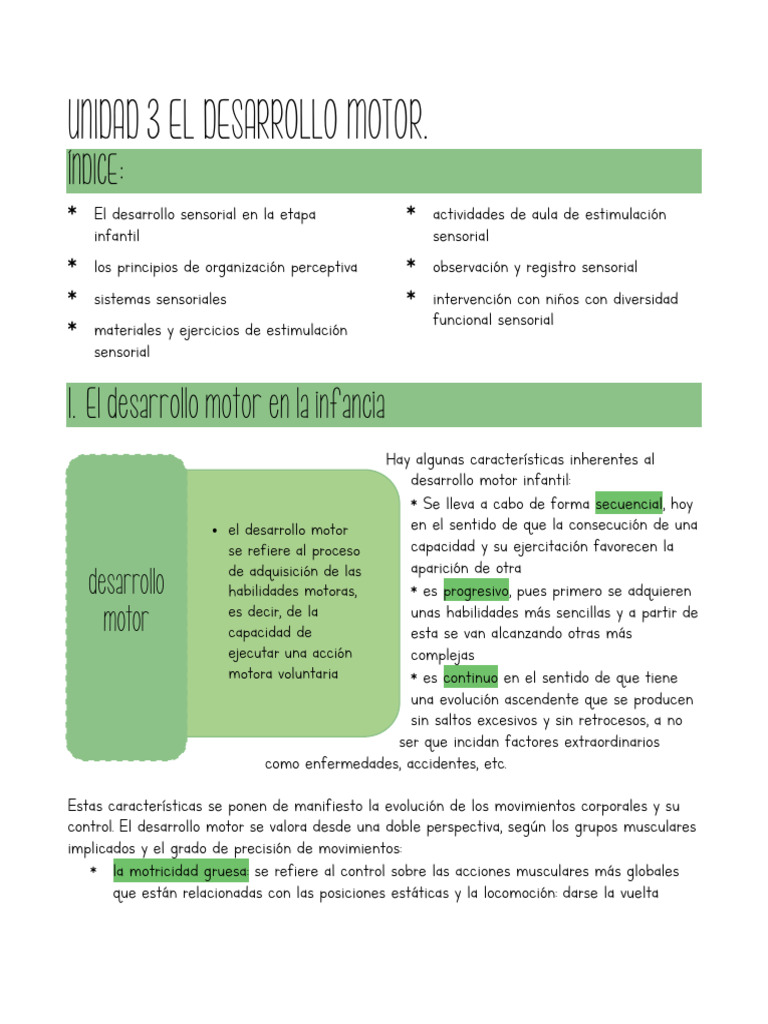 UNIDAD 3 Desarrollo Motor | PDF