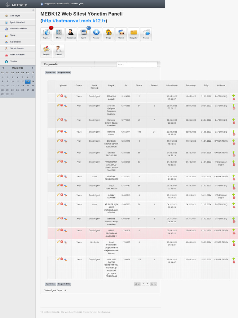 MebWeb Yönetim Paneli | PDF