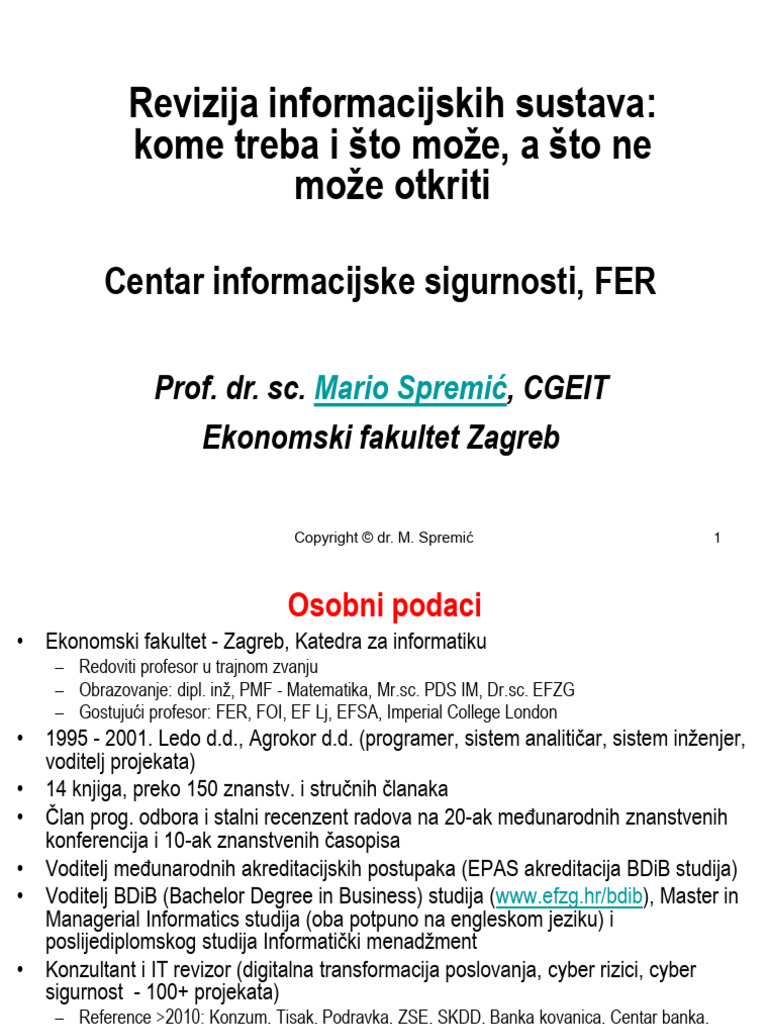 CIS 2016 Kome Treba Revizija ISa | PDF