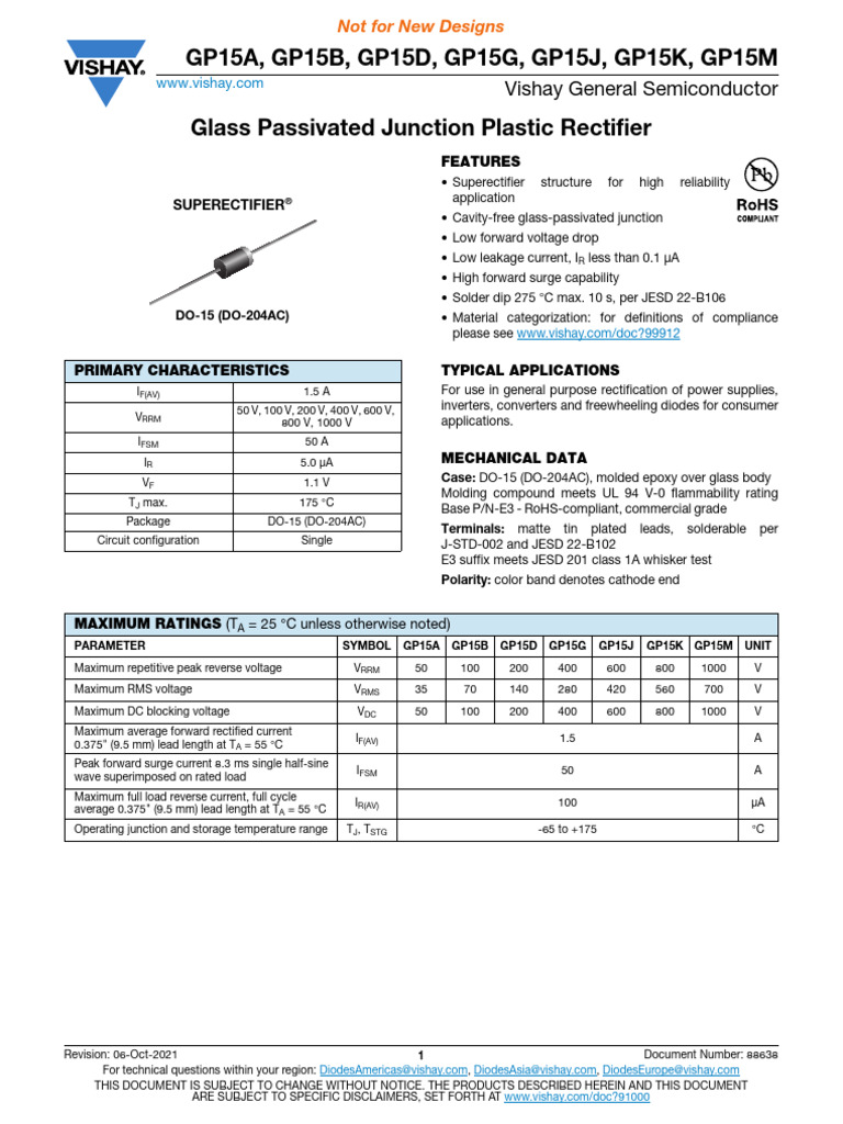GP15A, GP15B, GP15D, GP15G, GP15J, GP15K, GP15M: Vishay General ...