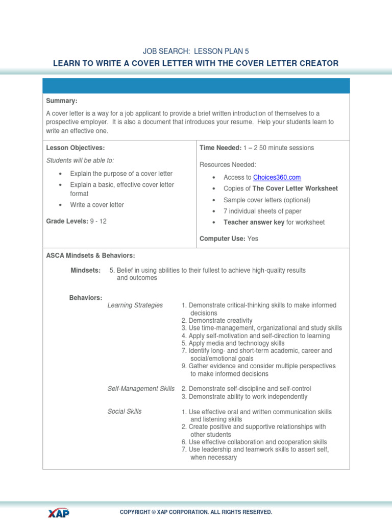 Learn To Write A Cover Letter Js 5 | PDF | Employment | Skill