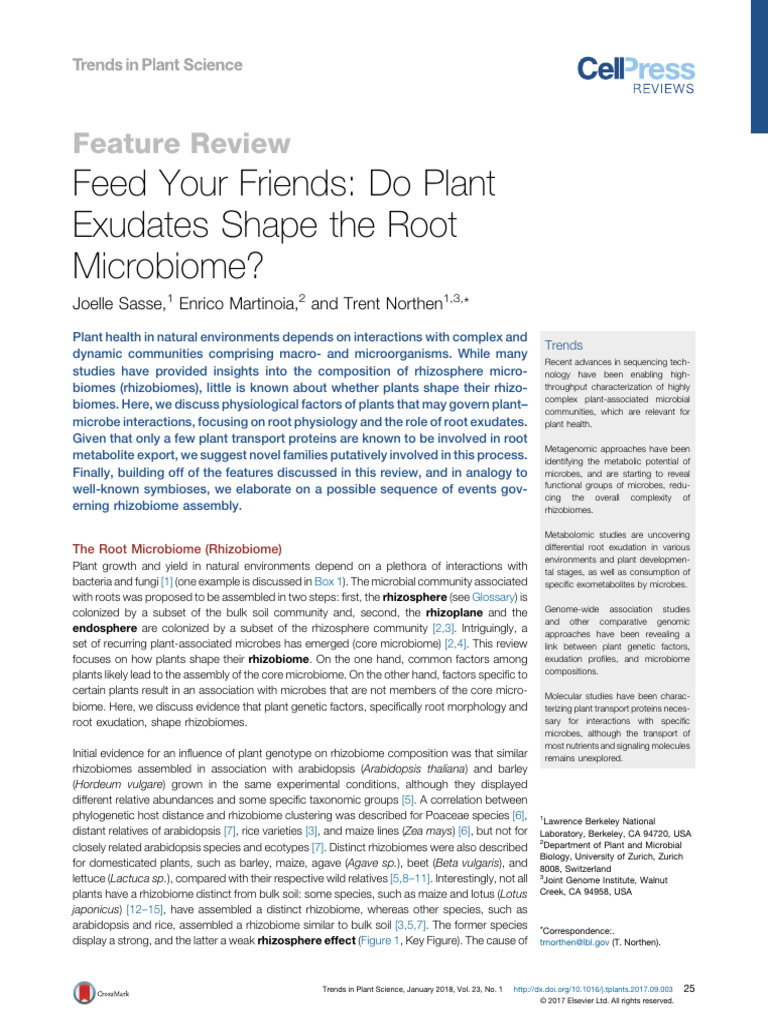 Feed Your Friends: Do Plant Exudates Shape The Root Microbiome? | PDF ...