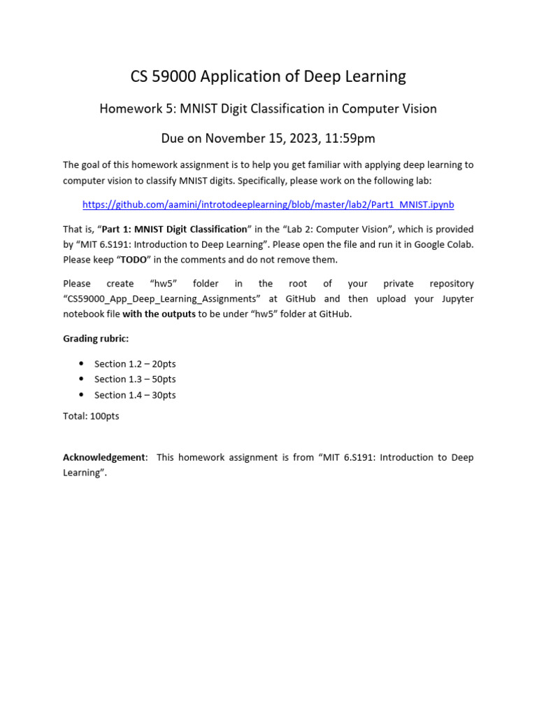CS 59000 Application of Deep Learning | PDF
