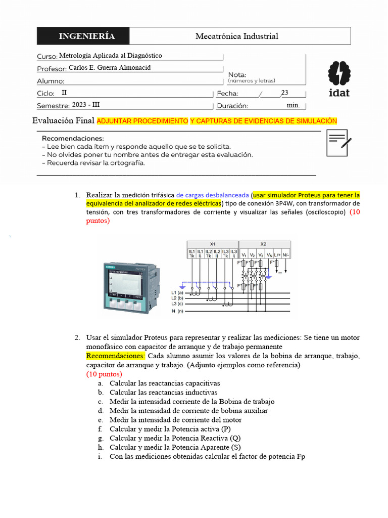 Ev. Final 23 Mecatrónica | PDF