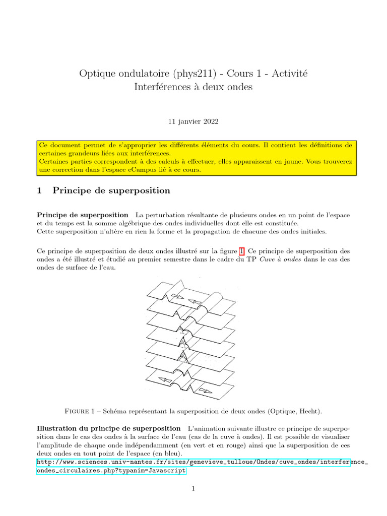 Cours1 - Activite - Interfeì Rences Aì Deux Ondes - Version-A-Completer ...