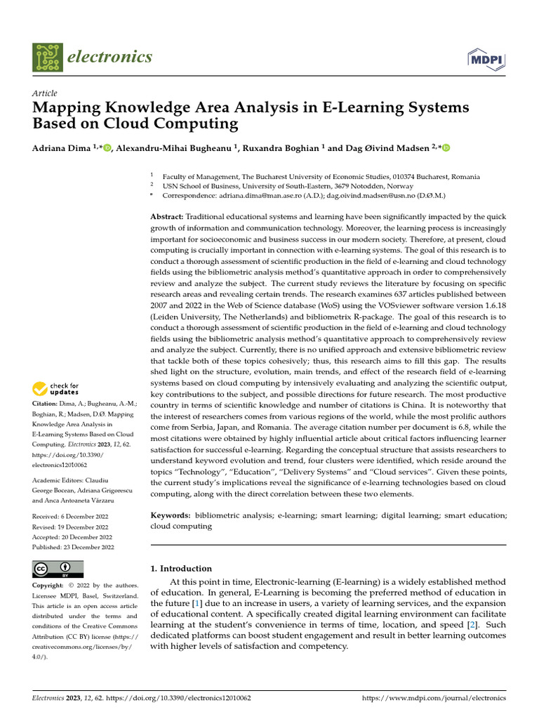 Mapping Knowledge Area Analysis in E-Learning Systems Based On Cloud Computing | PDF ...