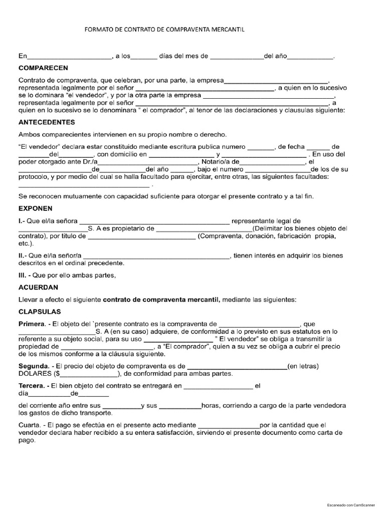 Modelo De Contrato De Compraventa Mercantil Pdmrea 69800 The Best ...
