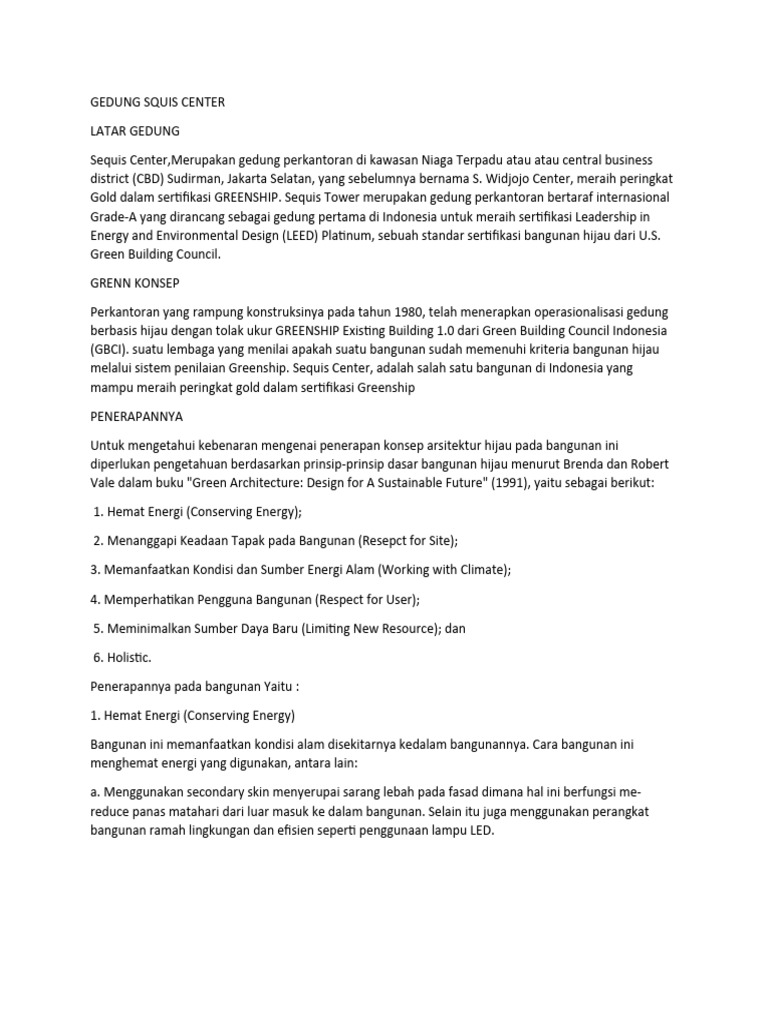 Sequis Center: Gedung Hijau Berstandar LEED | PDF