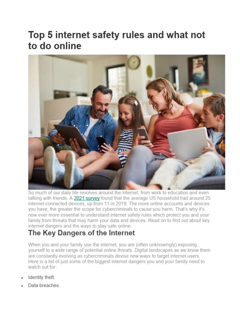 Top 5 internet safety rules and what not to do online | PDF | Password ...