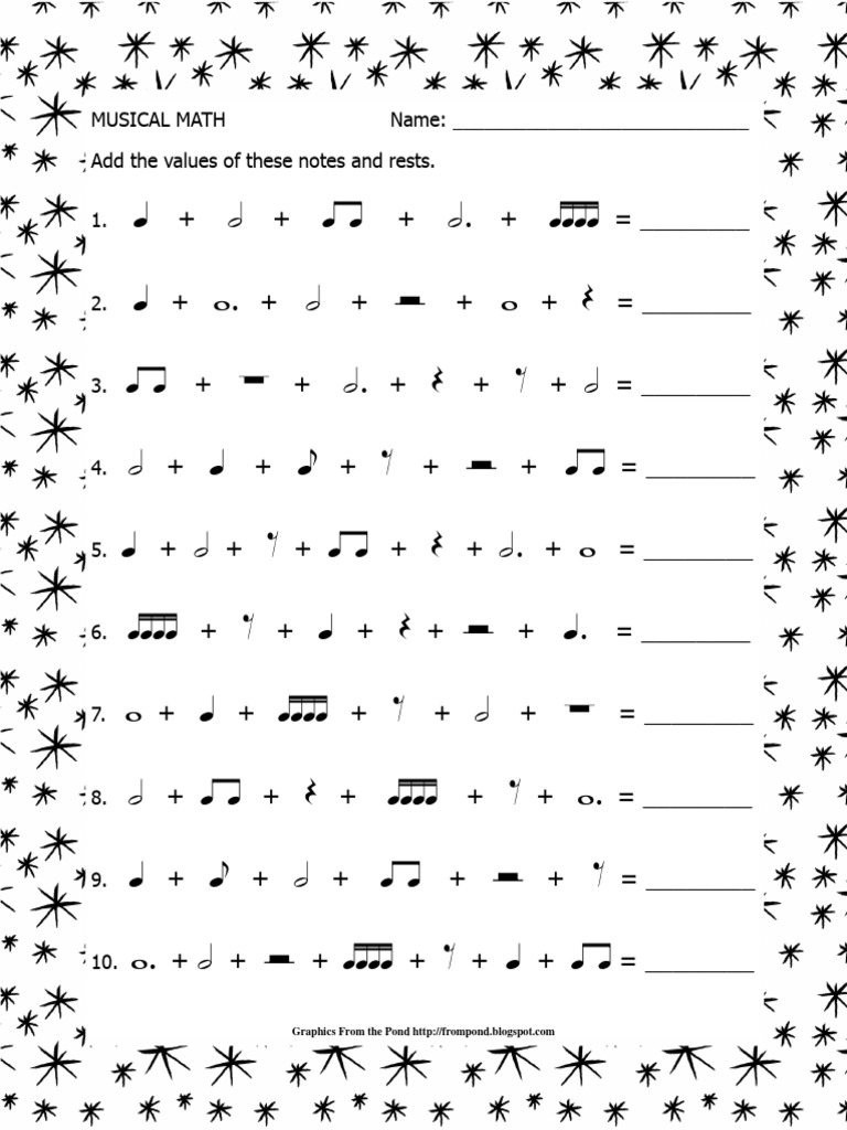 Musical Math Worksheet for Kids | PDF