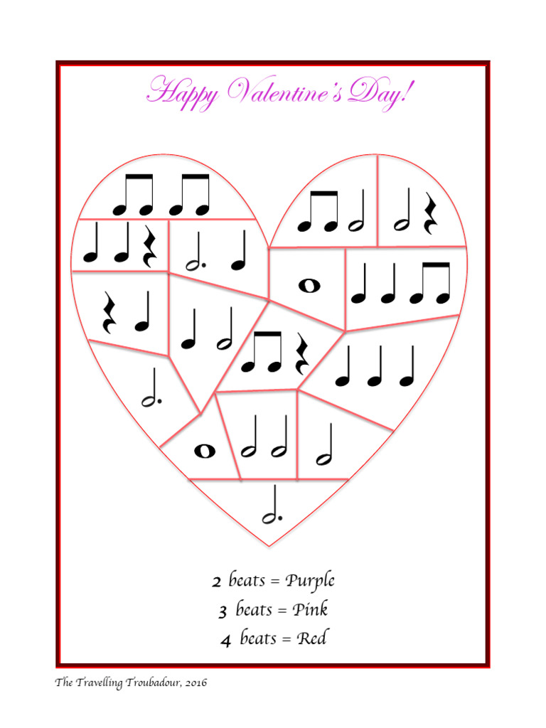 06 Music Activity Valentines Day Color by Rhythm Now With 3 Designs | PDF