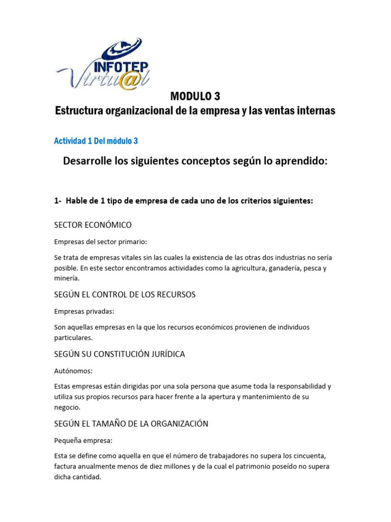Actividad 1 Módulo 3 FINANSAS INFOTEP | PDF | Business | Servicio al Cliente