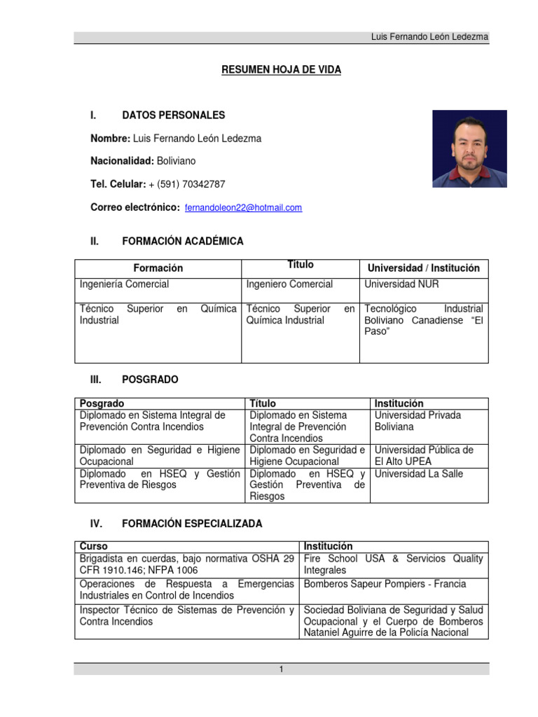 Resumen CV Luis Fernando León 2023 | PDF