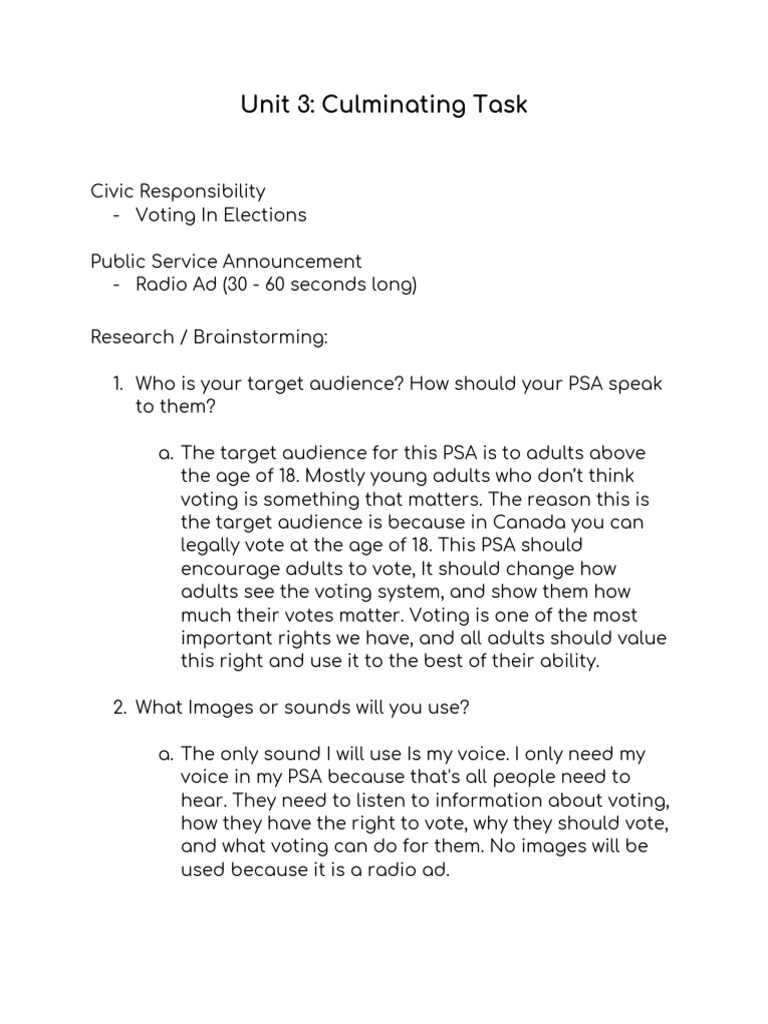 Unit 3 Culminating Task Radio Ad | PDF | Communication | Cognition