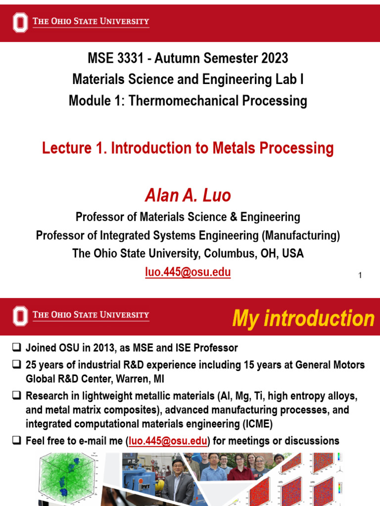 Introduction to Metals Processing | PDF | Rolling (Metalworking) | Forging