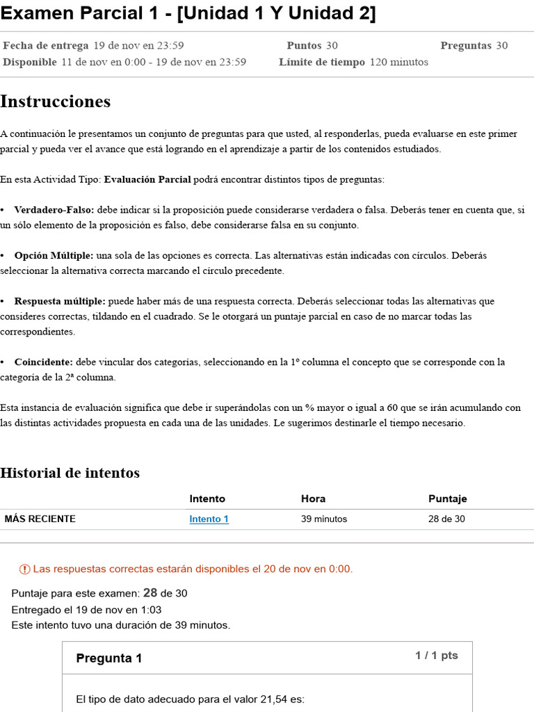 Examen Parcial 1 - (Unidad 1 Y Unidad 2) - OPTATIVO I (JAVA INTRODUCCION) | Descargar gratis PDF ...