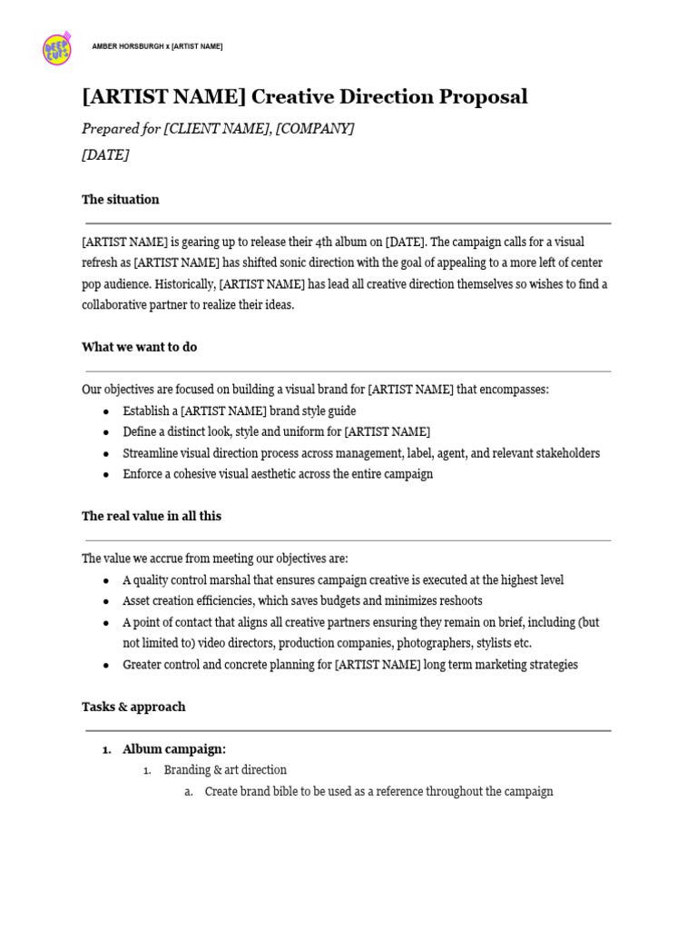 Creative Direction for [ARTIST NAME] Album | PDF | Brand | Human ...