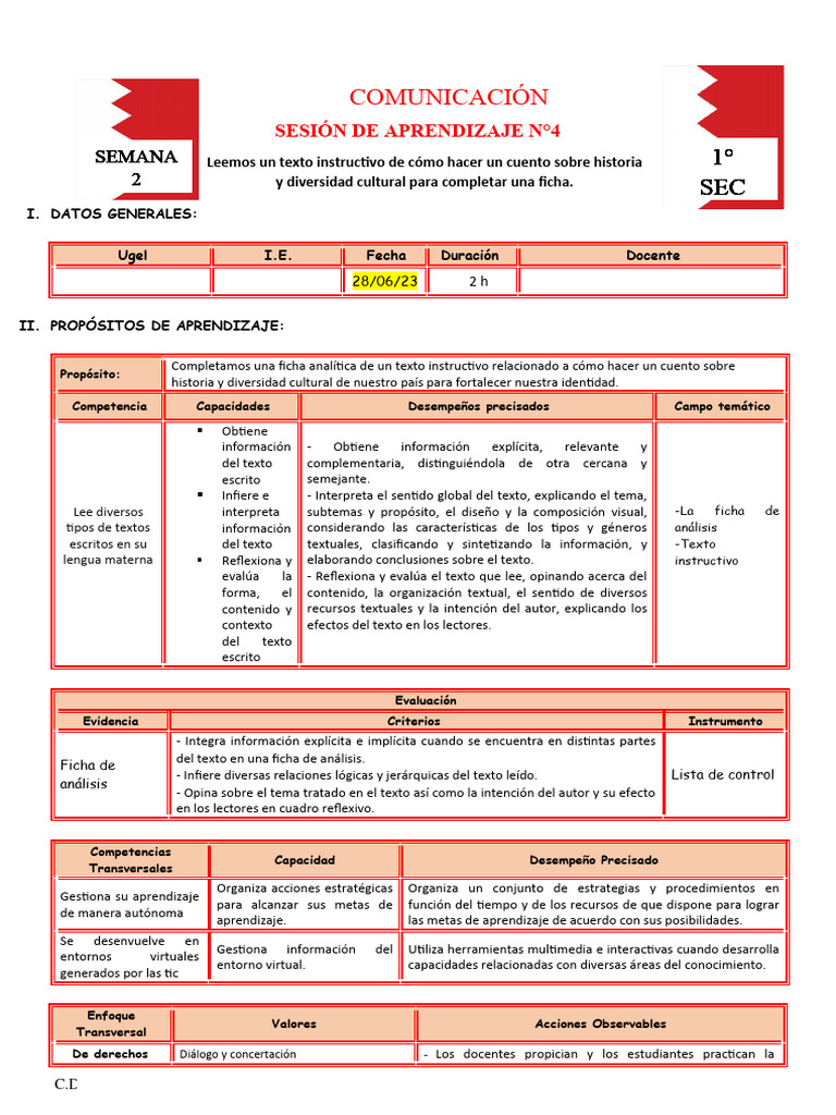 1° SESIÓN DE APRENDIZAJE SESIÓN 3-SEM.1-EXP.4-COMUNICACIÓN Imp | PDF | Aprendizaje | Enseñando