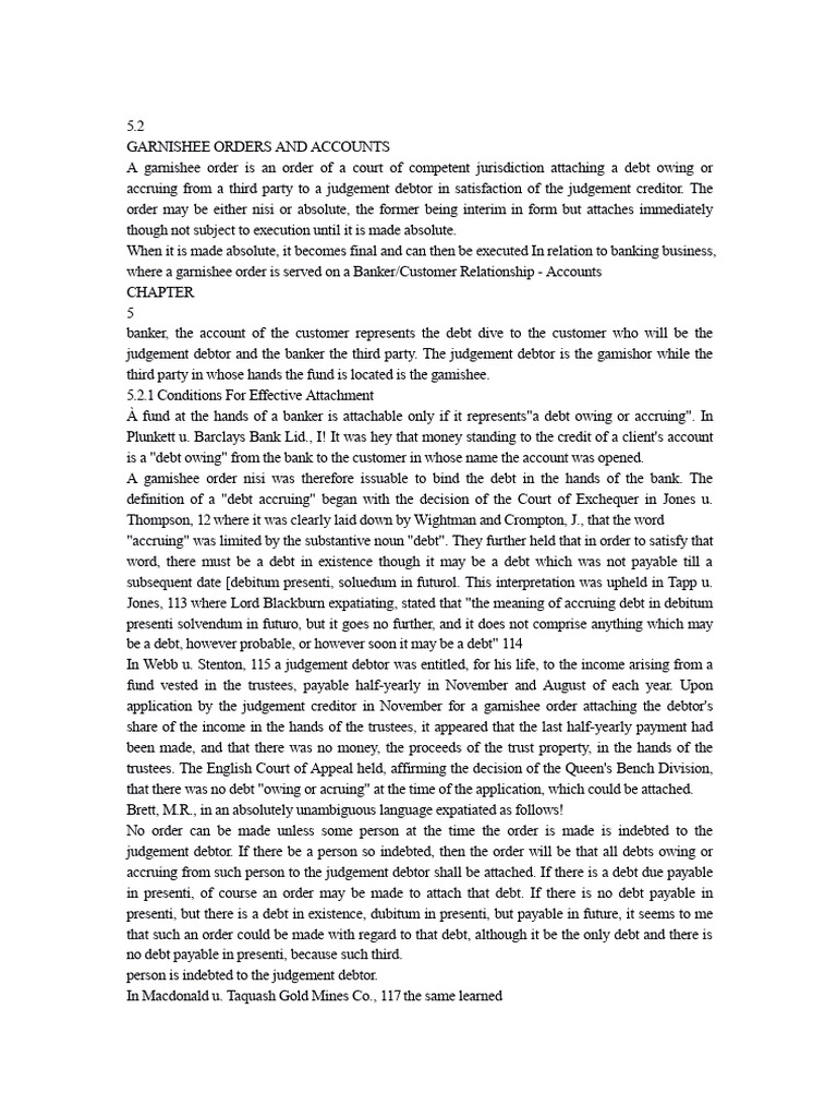Garnishee Orders Explained | PDF | Banks | Judgment (Law)