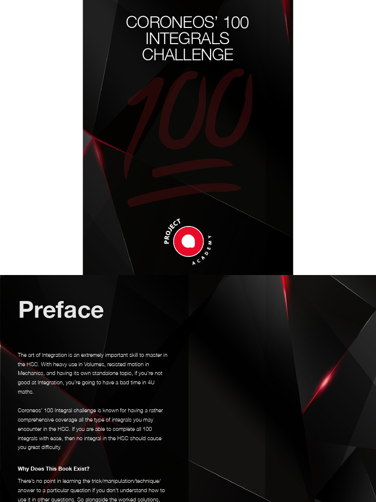 Coroneos' 100 Integrals | PDF | Trigonometric Functions | Abstract Algebra