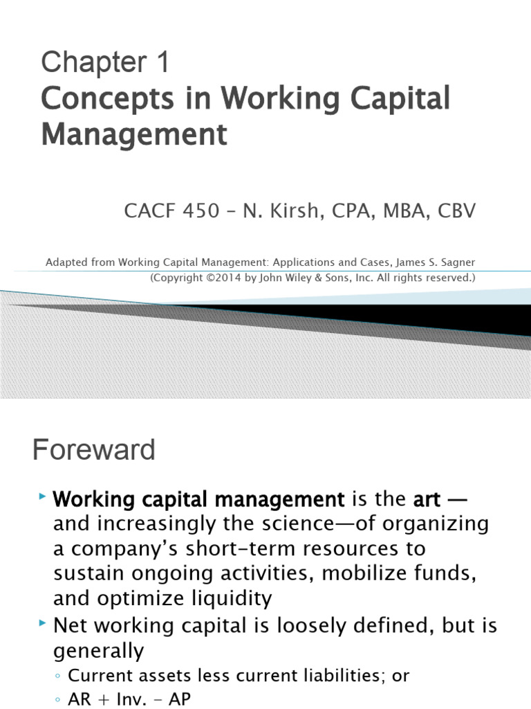 Concepts In Working Capital Management | PDF | Working Capital | Cost ...