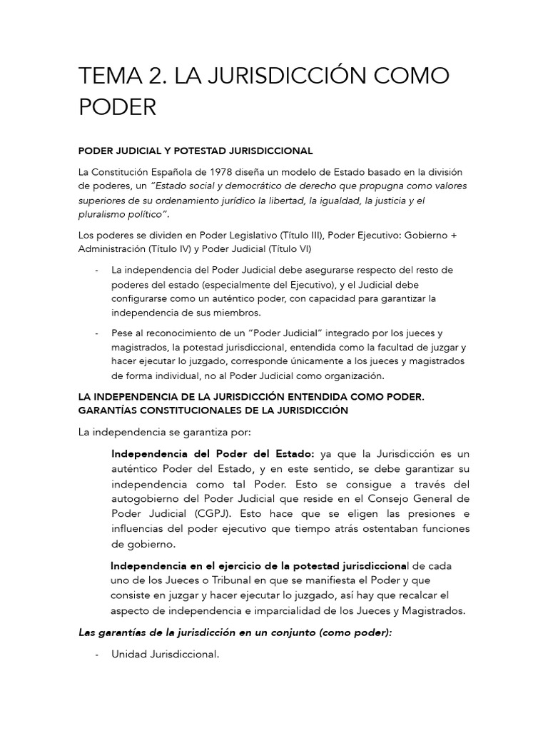 Tema 2 Procesal 2 | PDF | Jurisdicción | Judicaturas