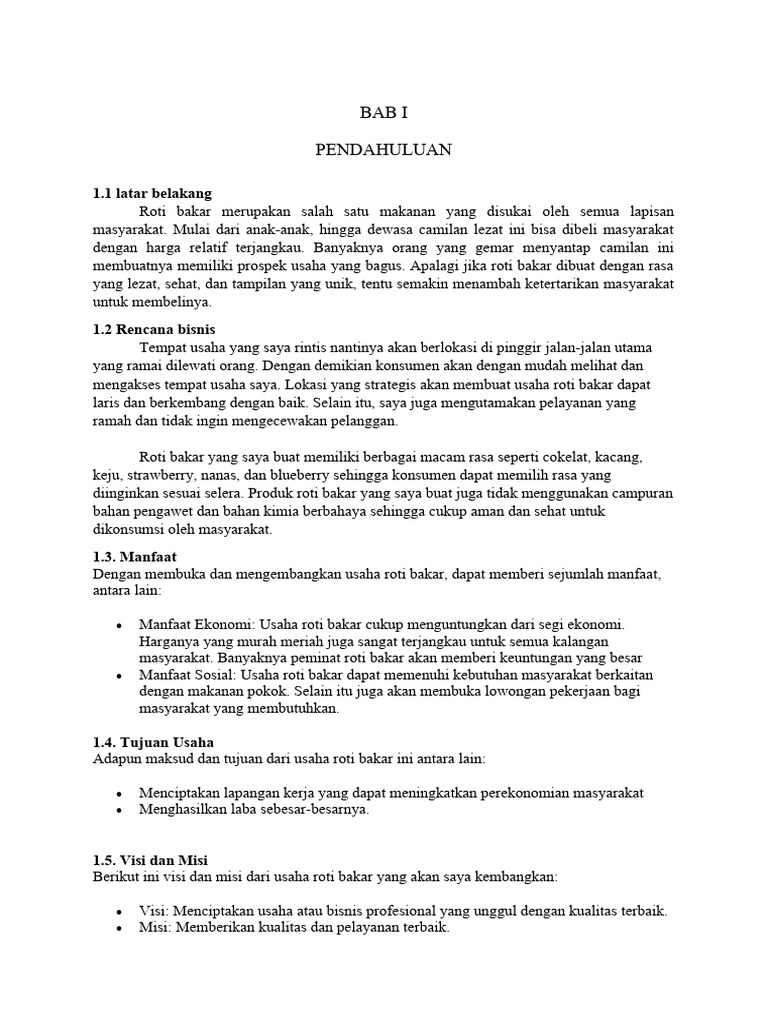 Proposal Usaha Roti Bakar Kreatif | PDF