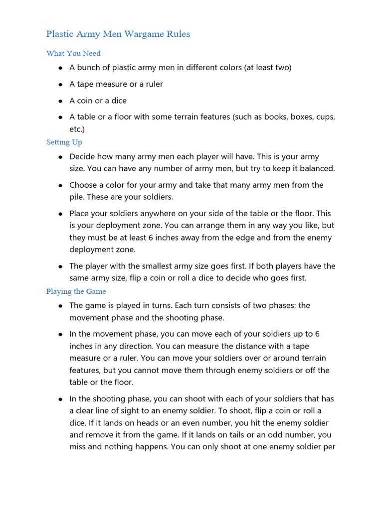 Army Men Rules by Bing | PDF | Sniper | Rifle