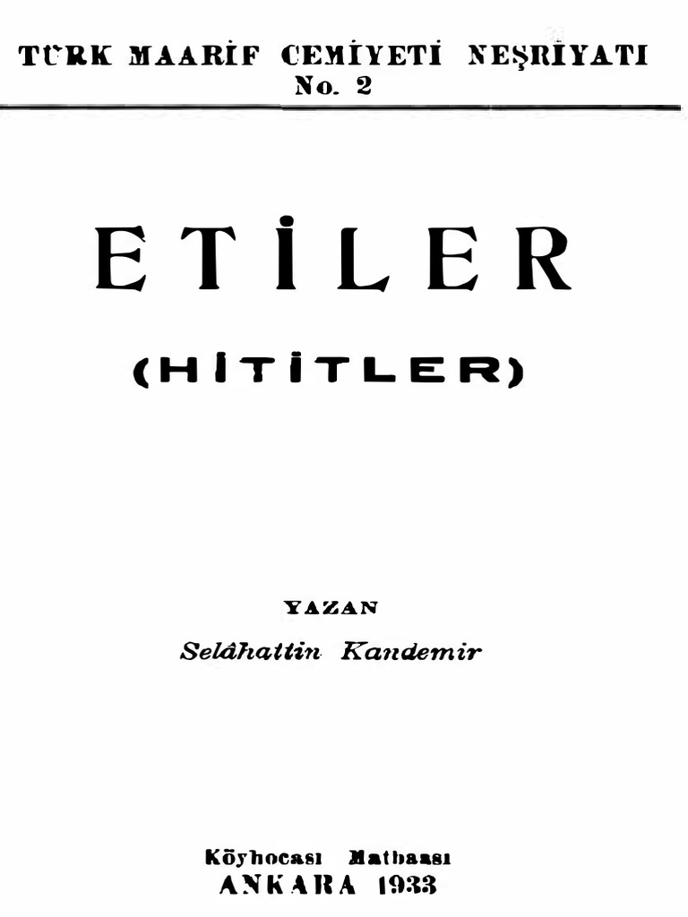 Selahattin Kandemir - Etiler (Hititler) | PDF