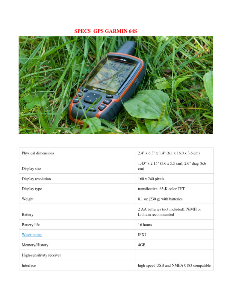 Brochure GPS GARMIN 64S | PDF