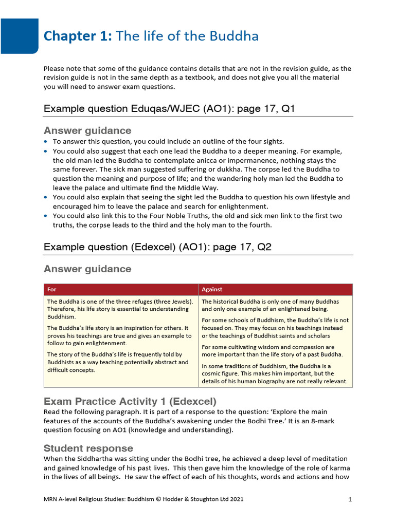 MRN A Level RS Buddhism Answer Guidance | PDF | Noble Eightfold Path ...