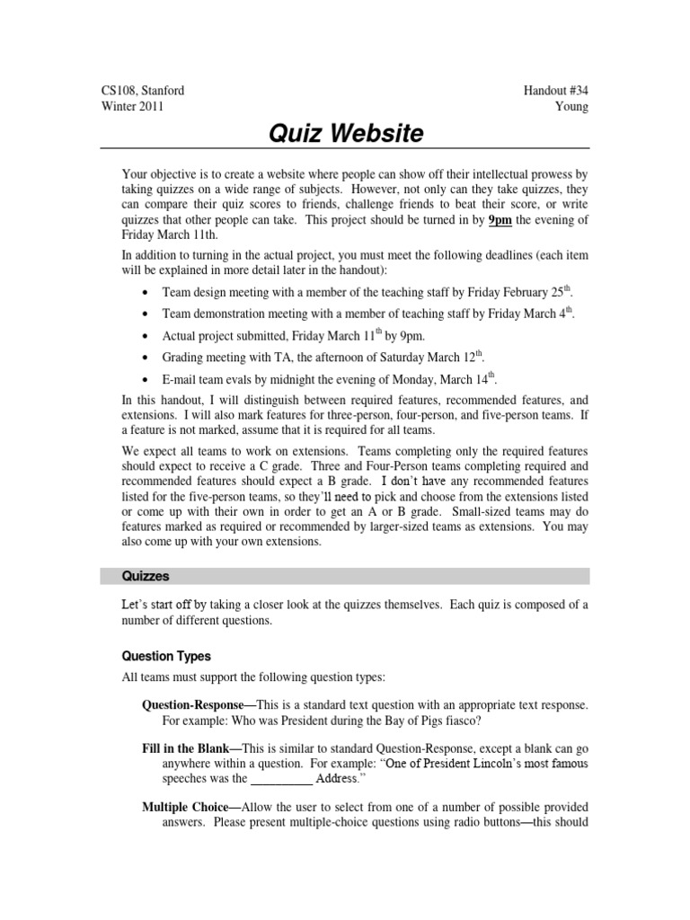 Example Quiz Website | PDF | Password | Computing